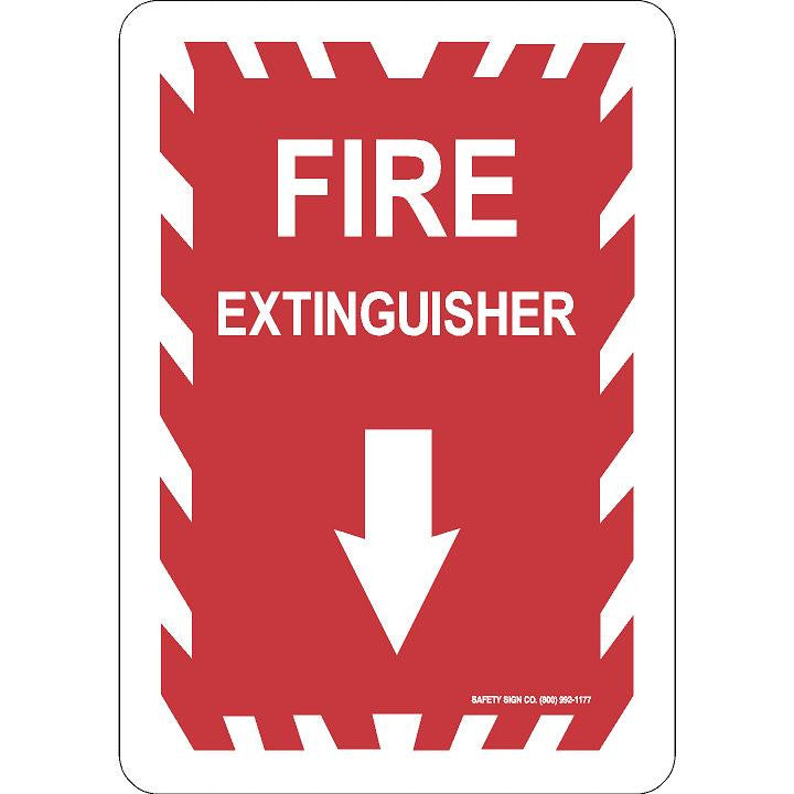 FIRE EXTINGUISHER - DOWN ARROW (WHITE / RED) – Safety Sign Company