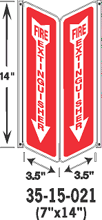 Fire Extinguisher 3-Way Flanged Sign – Safety Sign Company