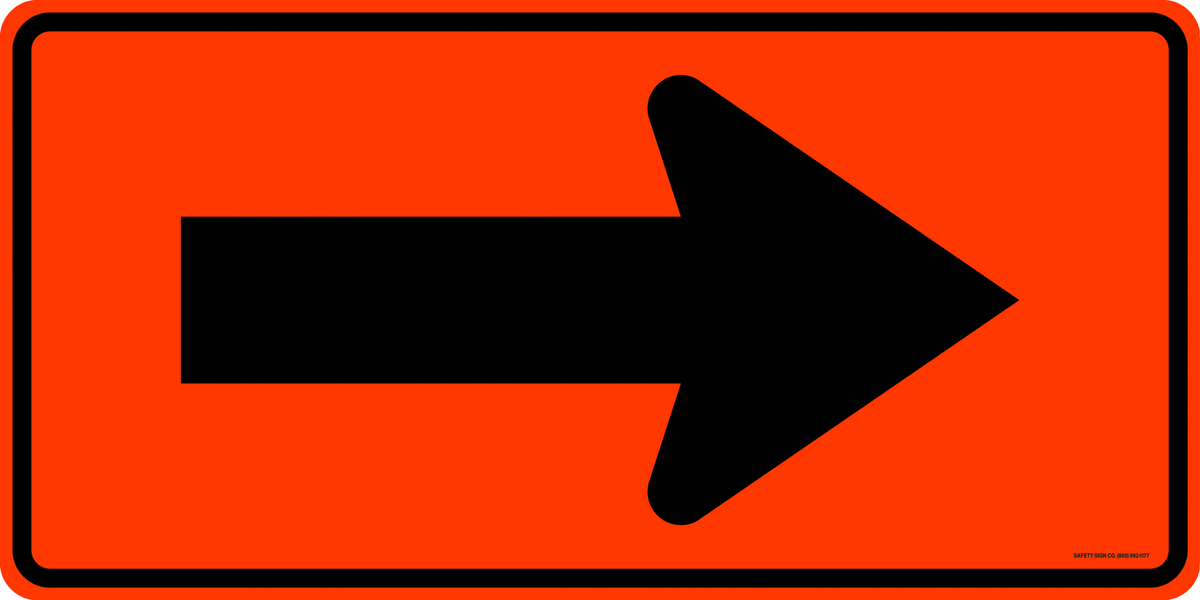DIRECTIONAL ARROW SIGN (BLACK / ORANGE) – Safety Sign Company