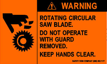 WARNING ROTATING CIRCULAR SAW BLADE. DO NOT OPERATE WITH GUARD REMOVED ...
